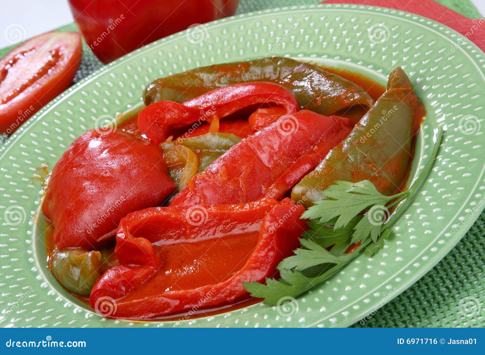 Boiled Green and Red Peppers Stock Photo - Image of vitamin, sauce: 6971716
