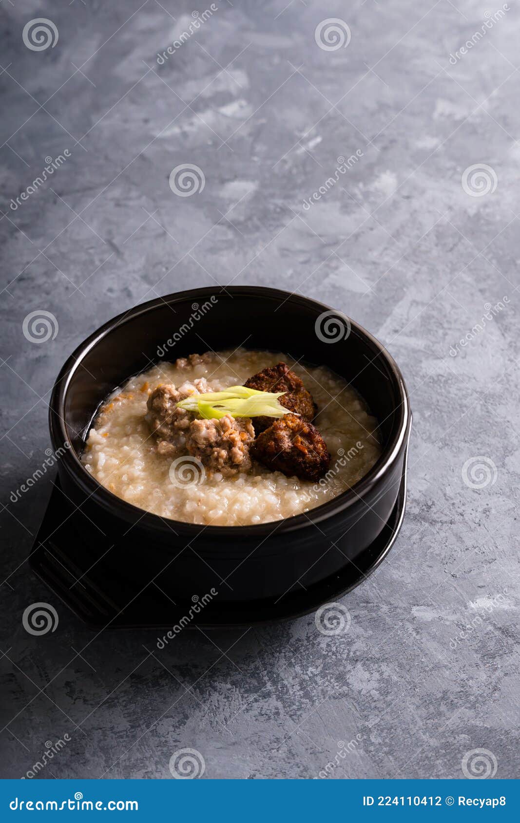 Boiled Ground Pork and Deep Fried Pork on Congee Stock Photo - Image of ...
