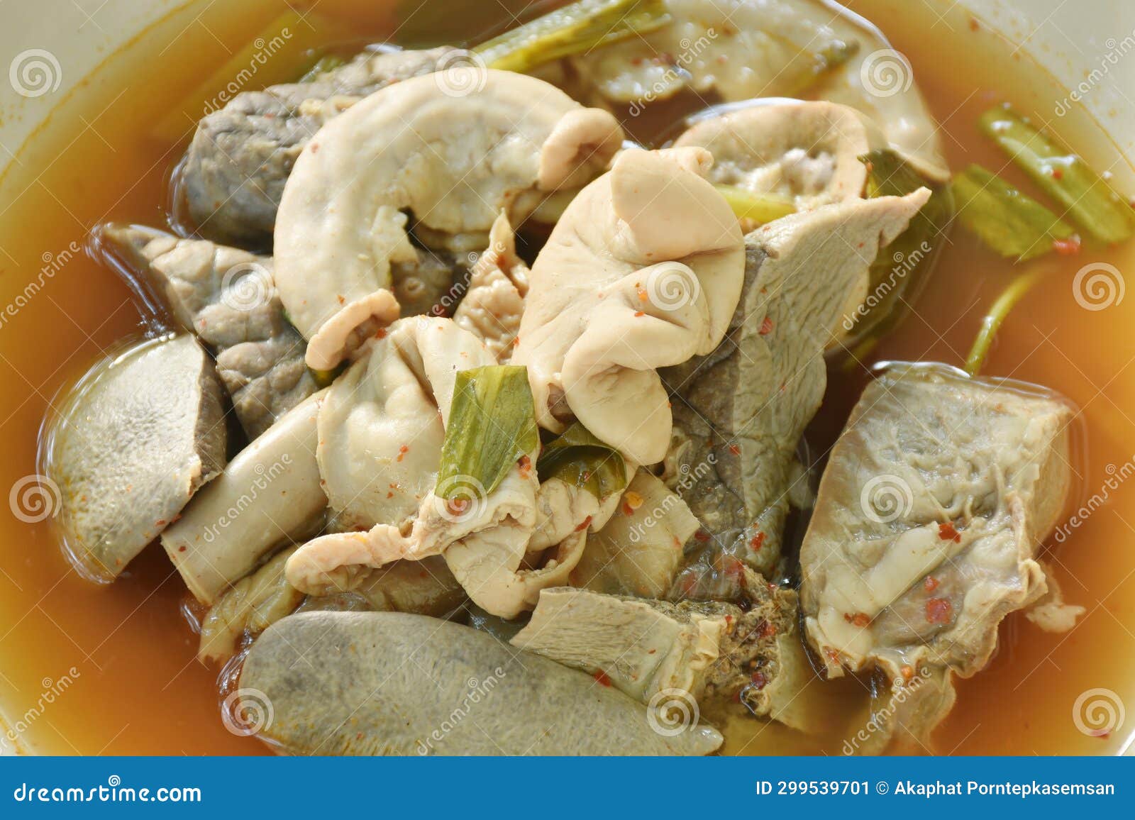 Boiled Hot and Spicy Soup with Pork Entrails on Plate Stock Image ...