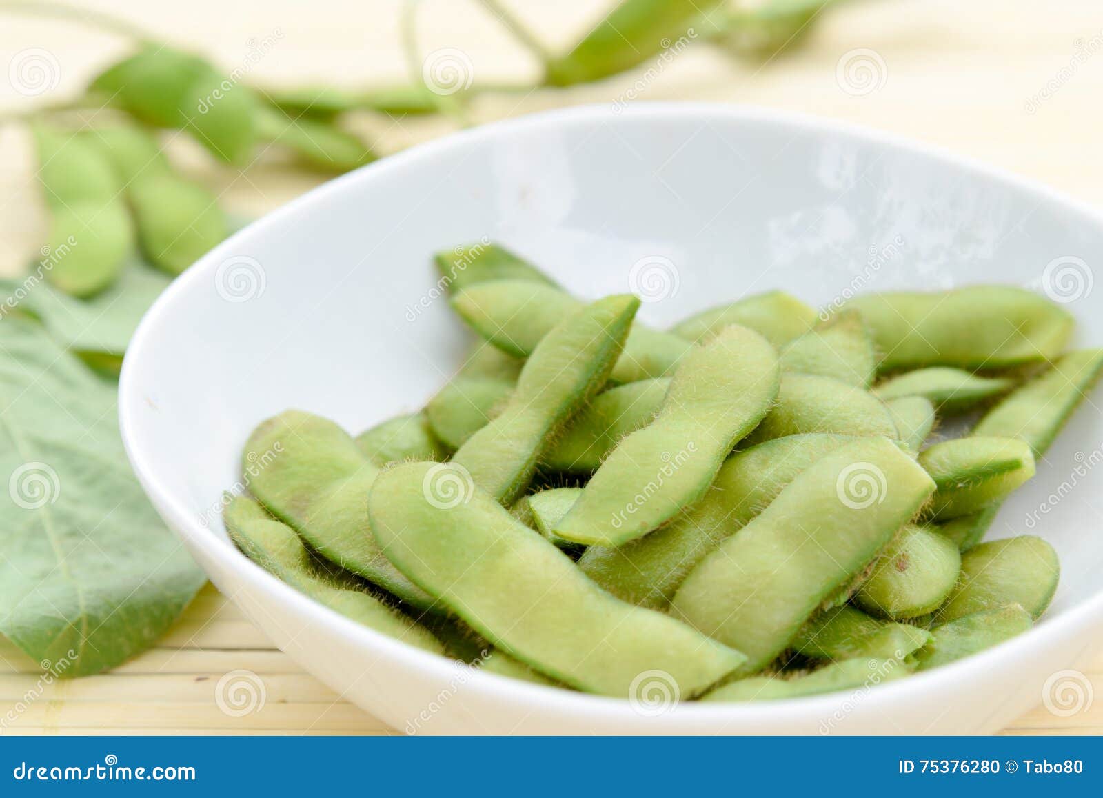 Boiled Japanese edamame stock photo. Image of plate, japanese - 75376280