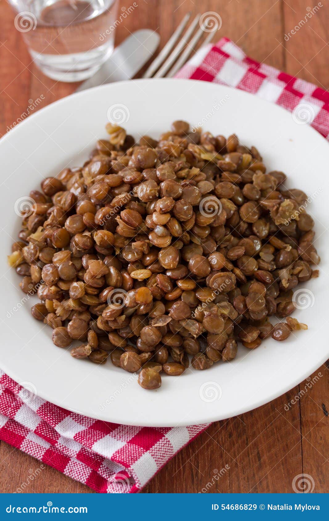 Boiled lentil on plate stock image. Image of healthy - 54686829