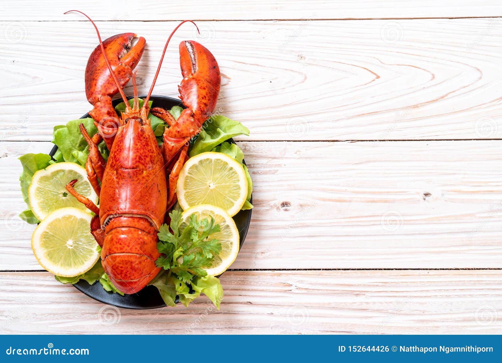 Boiled Lobster with Vegetable and Lemon Stock Photo - Image of dinner ...