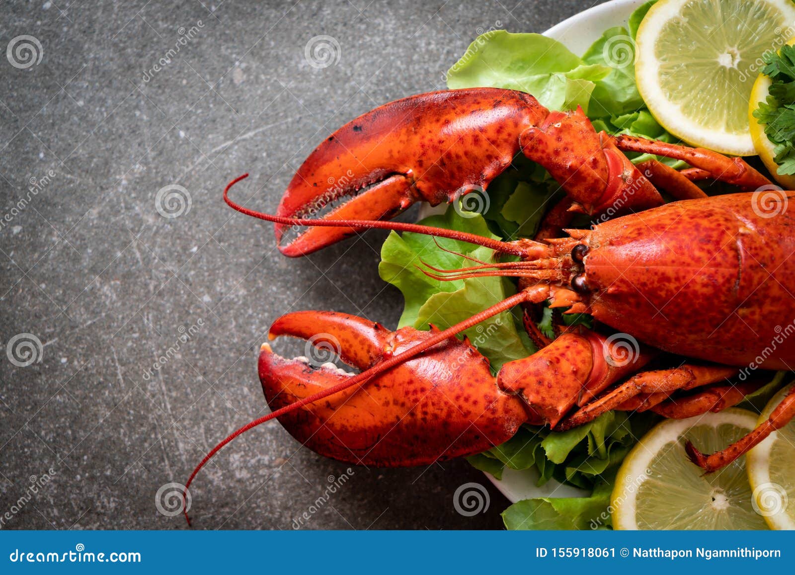 Boiled Lobster with Vegetable and Lemon Stock Image - Image of healthy ...