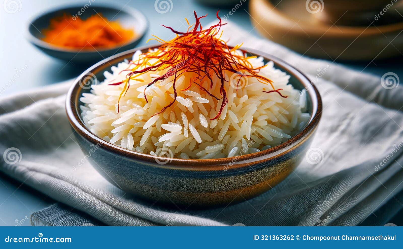 Boiled Long Grain Basmati Rice Topped with Saffron Stock Illustration ...