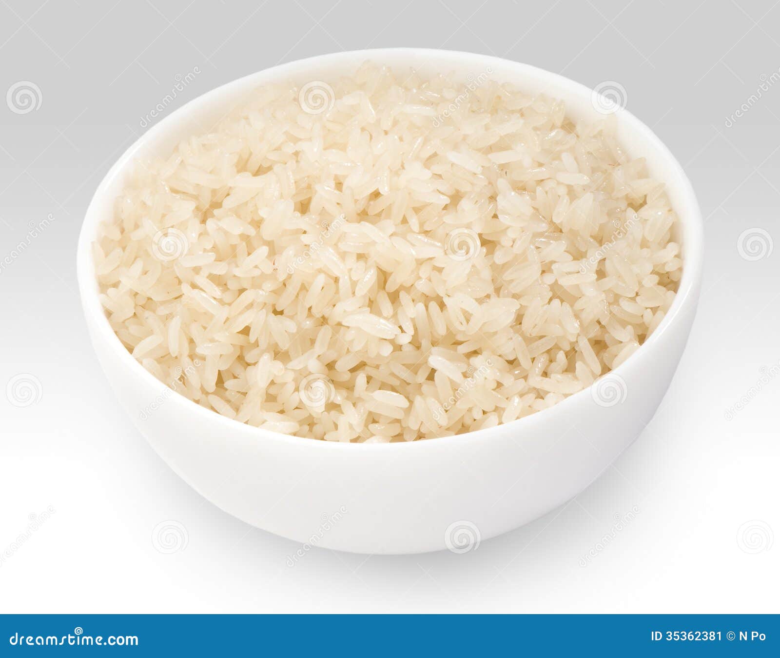 Boiled Long Grain Rice in White Bowl Close-up Stock Image - Image of ...