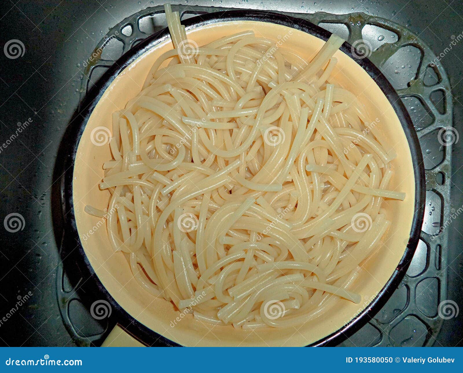 Boiled Macaroni in a Colander in the Sink Stock Photo - Image of plate ...
