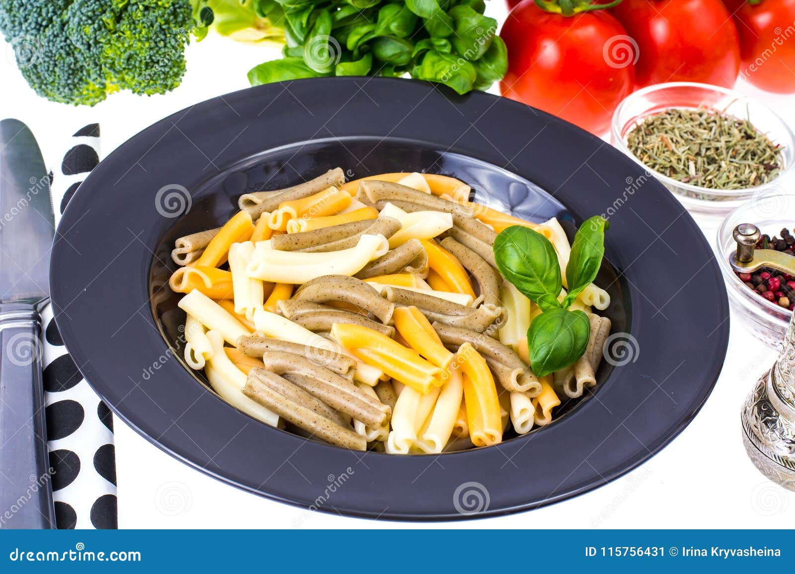 Boiled Macaroni with Fresh Vegetables Stock Image - Image of breakfast ...