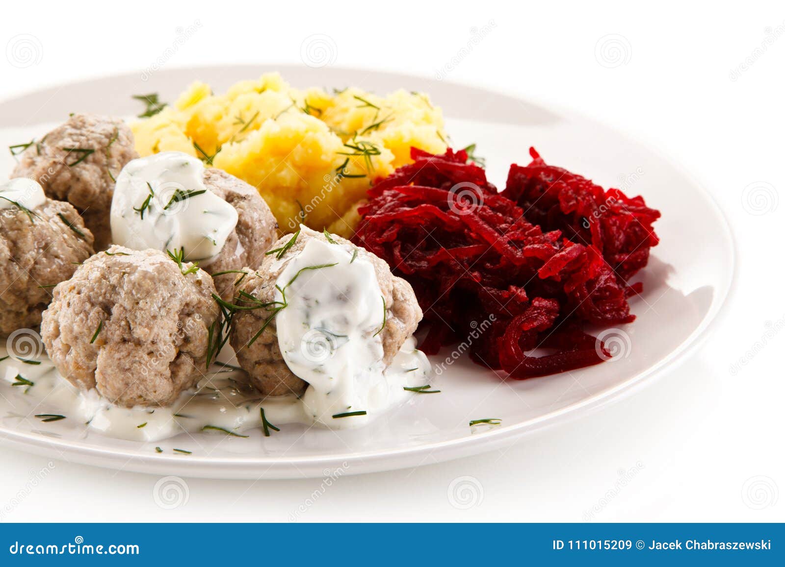 Boiled Meatballs, Mashed Potatoes and Vegetables Stock Image - Image of ...