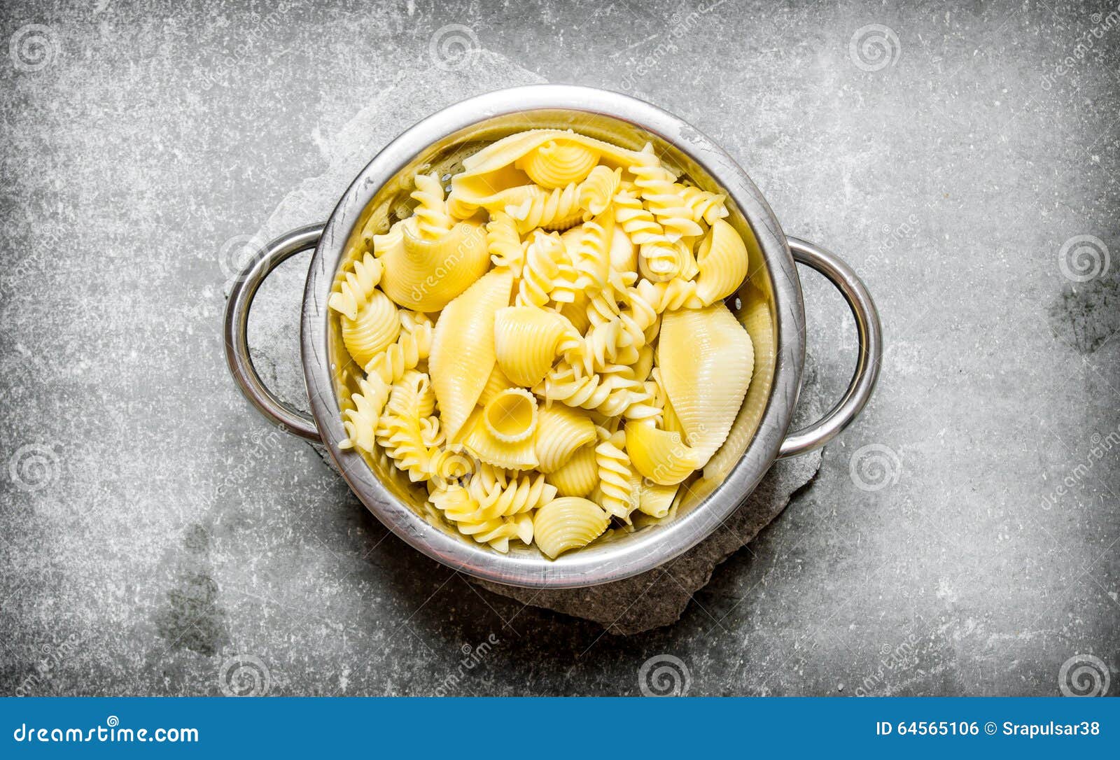 Boiled Pasta in the Pan . on Stone Table. Stock Photo - Image of marble ...
