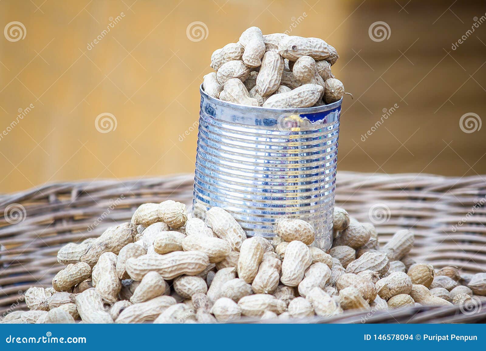 Boiled Peanuts in Cans Placed on the Tray Stock Photo - Image of ...
