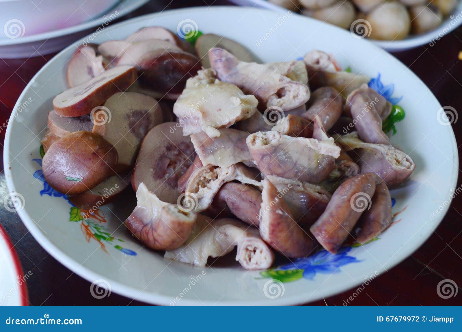 Boiled Pork and Entrails in White Dish Stock Photo - Image of liver ...