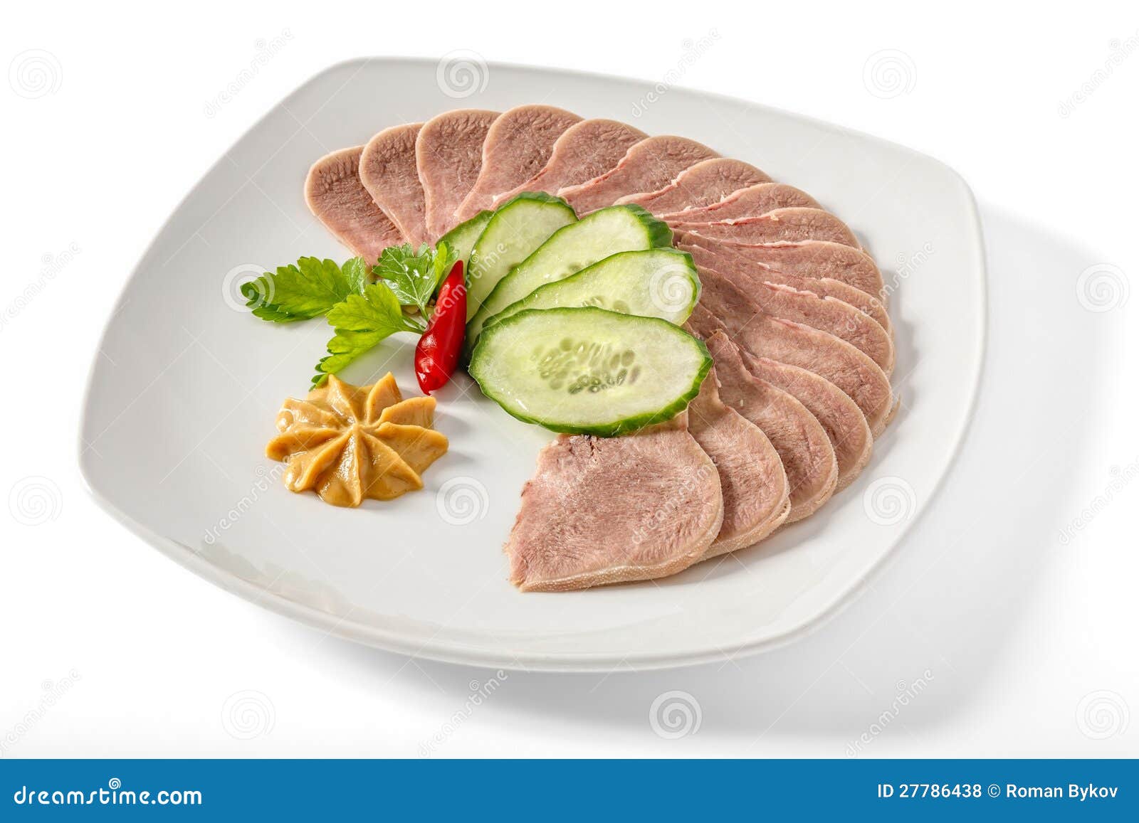 Boiled Pork With Bone On Plate. Pork Backbone Boiled To Make A Bone ...