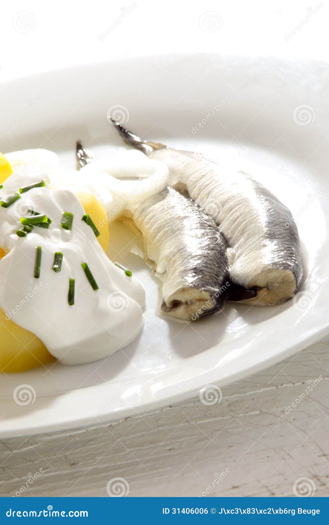 Boiled Potato with Sour Herring Stock Photo - Image of starter, parsley ...