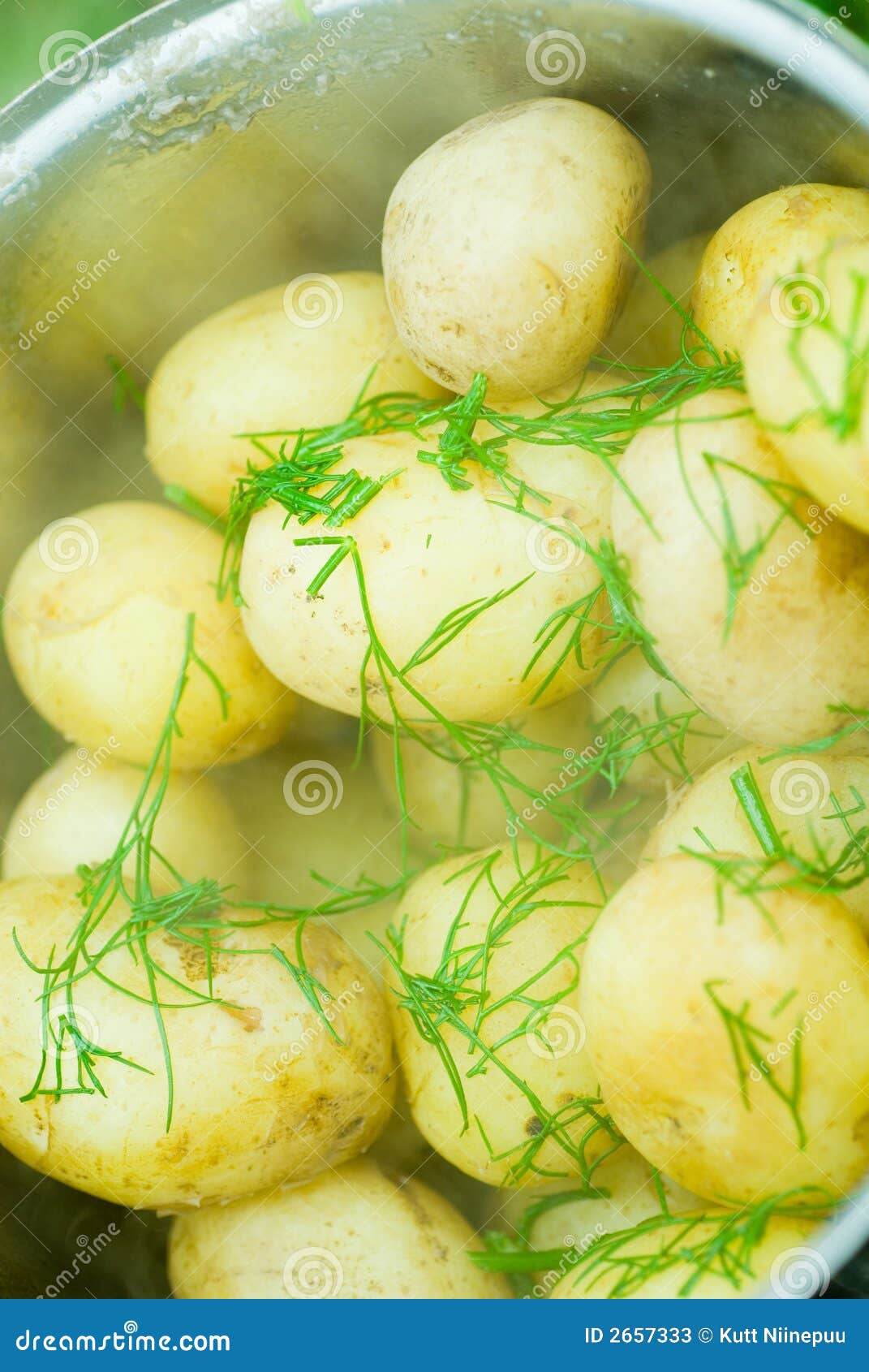 New Boiled Potatoes With Dill And Butter Served With Baked Skinless ...
