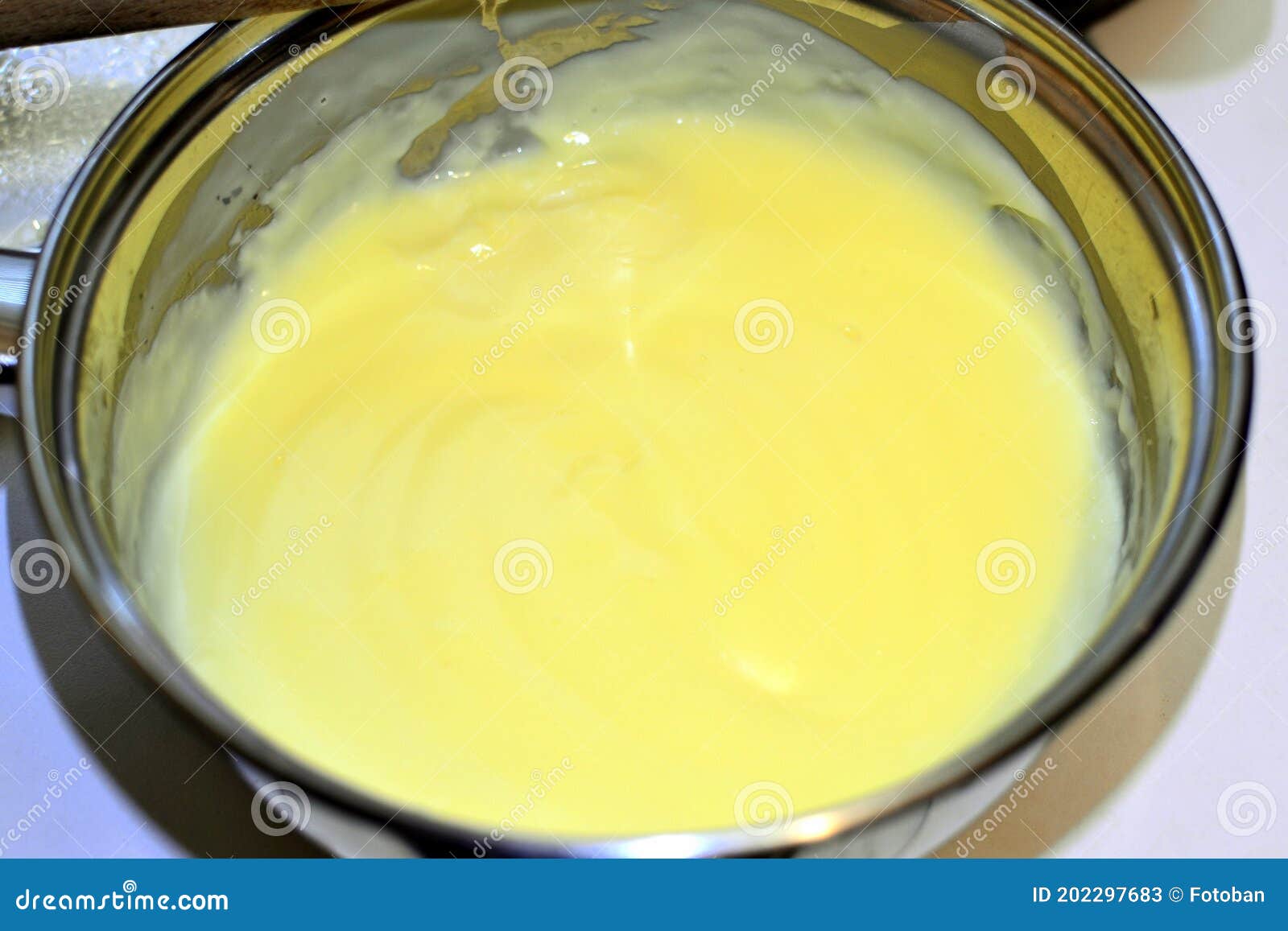 Boiled pudding in a pot stock image. Image of vanilla - 202297683