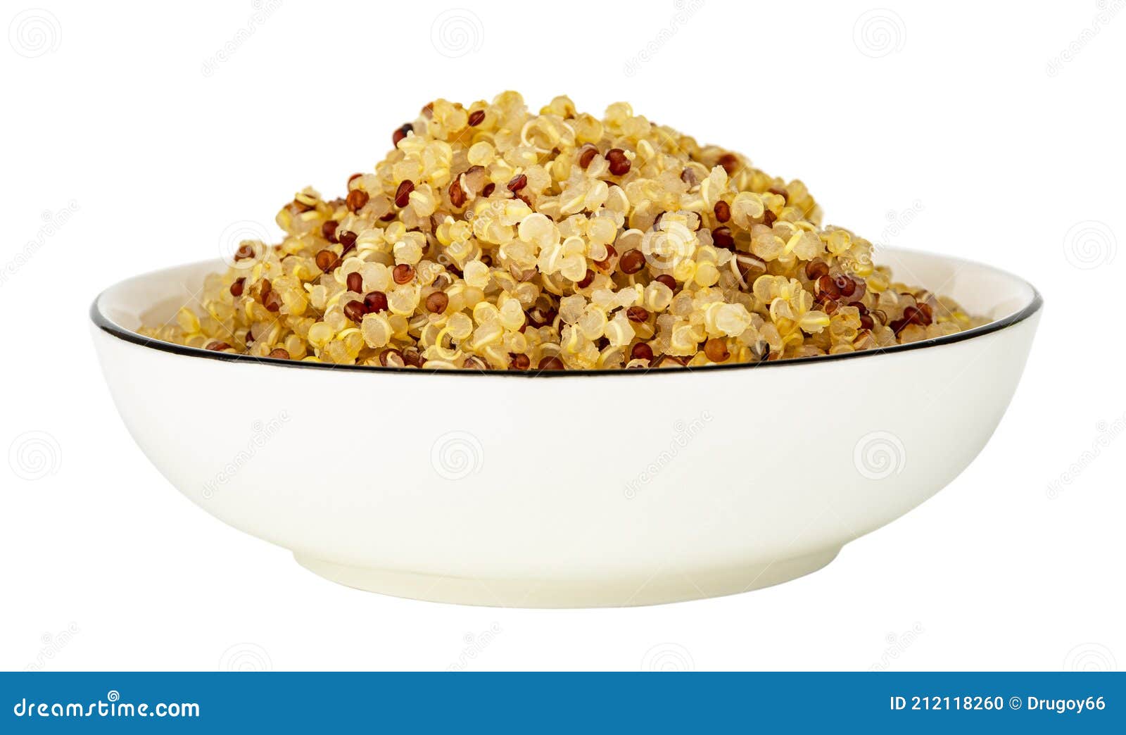 Boiled Quinoa in Glass Bowl Isolated on White. Side View Stock Photo ...