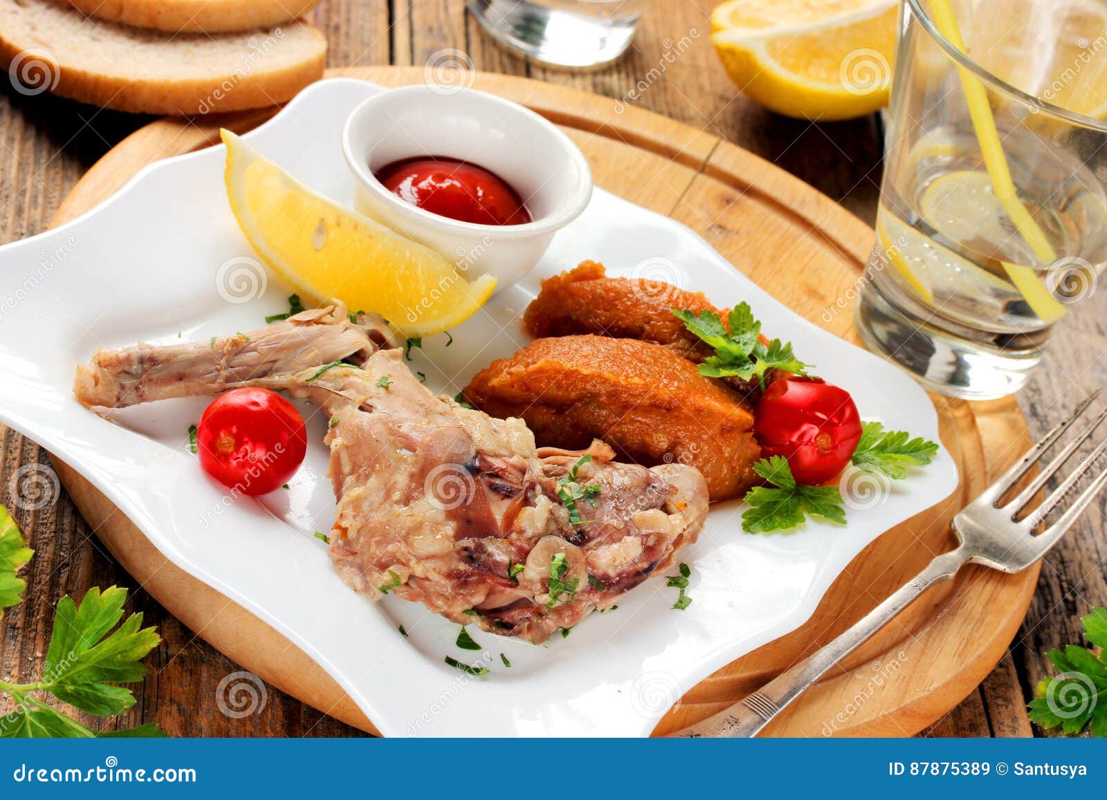 Boiled Rabbit Garnish Vegetables Eggs Tomato Stock Photos - Free ...