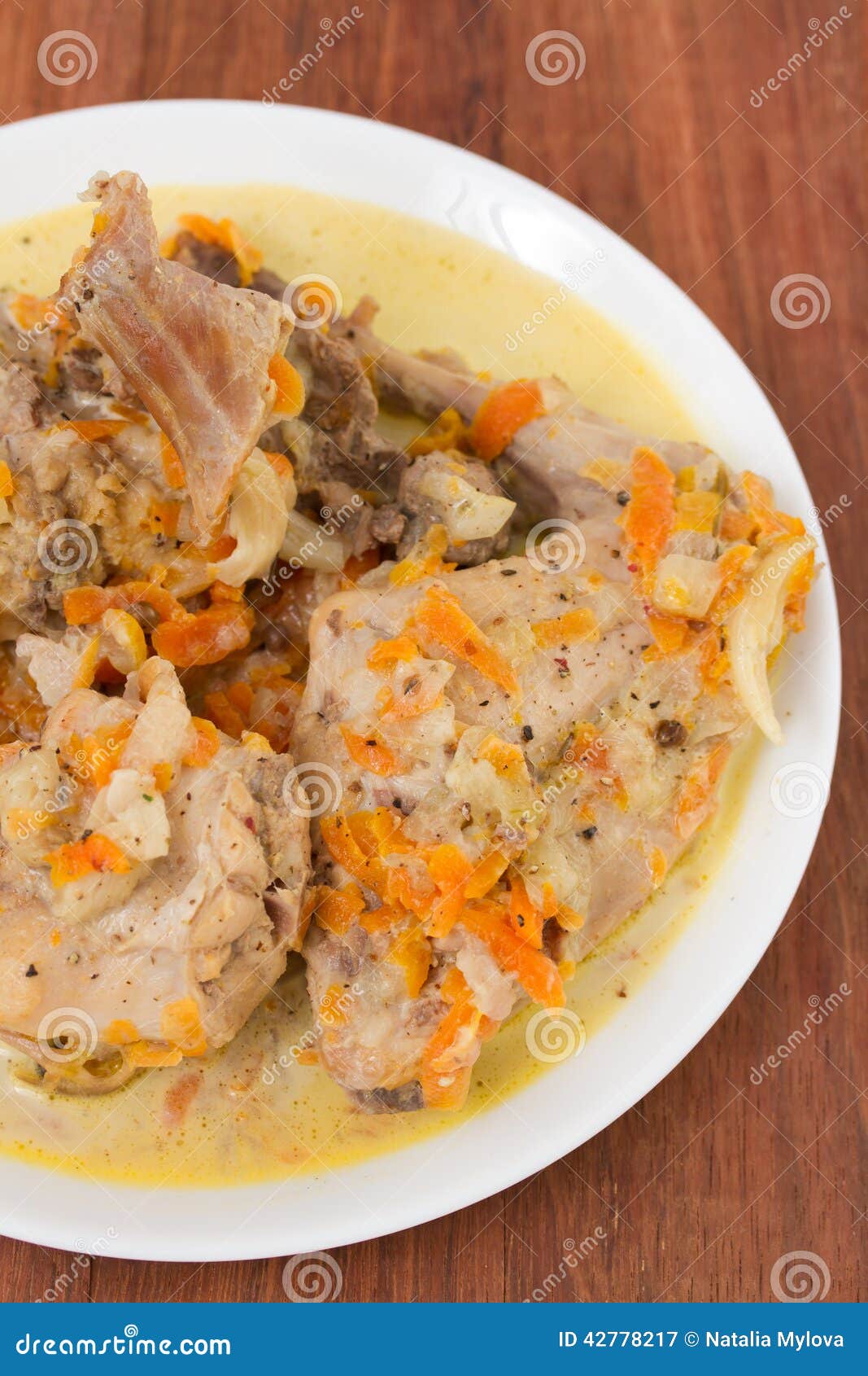 Boiled rabbit with sauce stock image. Image of meat, dinner - 42778217
