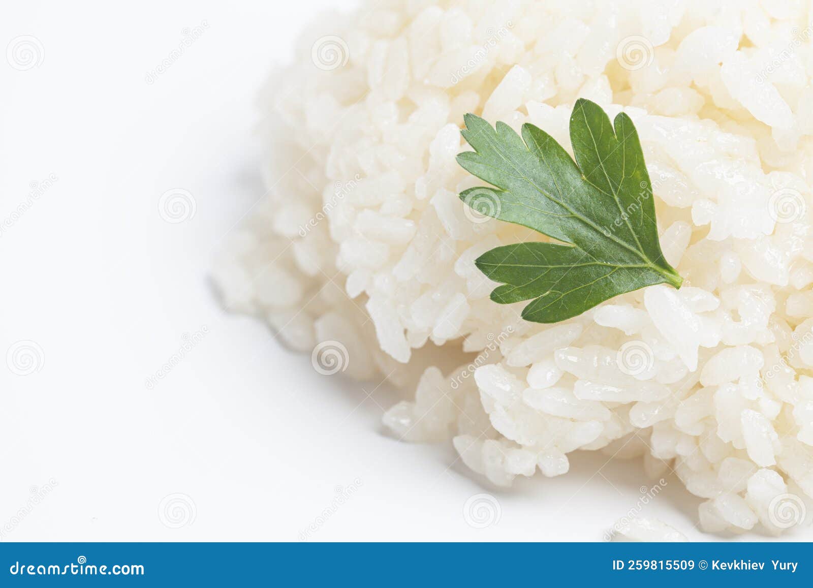 Boiled Rice with Parsley Isolated on White Background Stock Image ...
