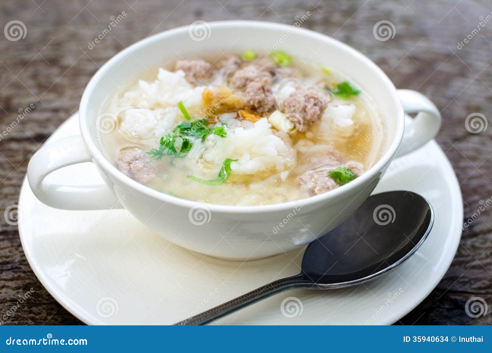 Boiled rice with pork stock photo. Image of gruel, flavoring - 35940634