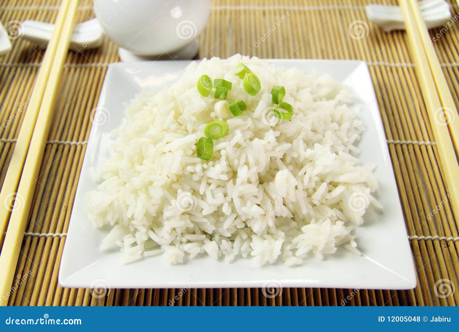 Boiled Rice and Shallots stock photo. Image of dinner - 12005048