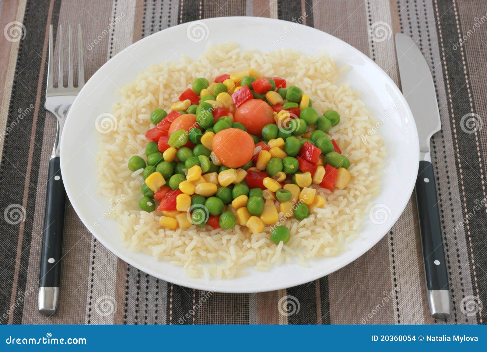 Boiled Rice with Vegetables Stock Photo - Image of vegetables, fork ...