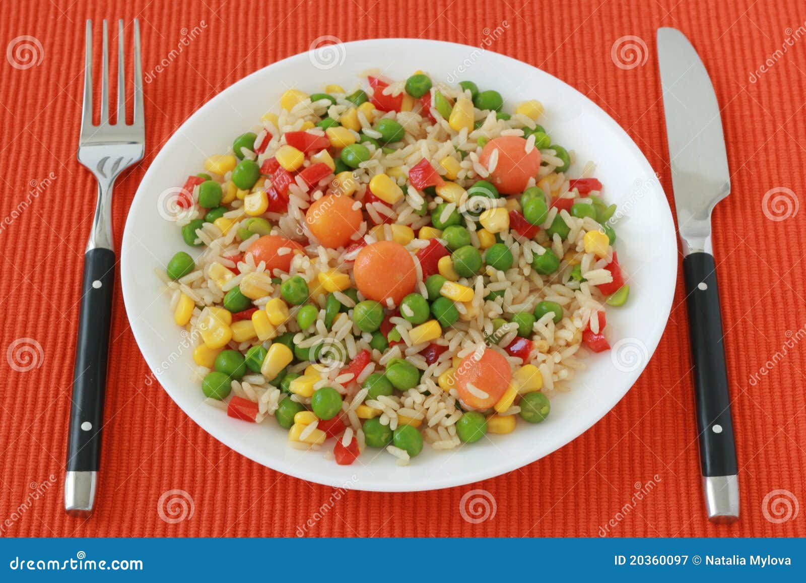 Boiled Rice with Vegetables Stock Image - Image of knife, pepper: 20360097