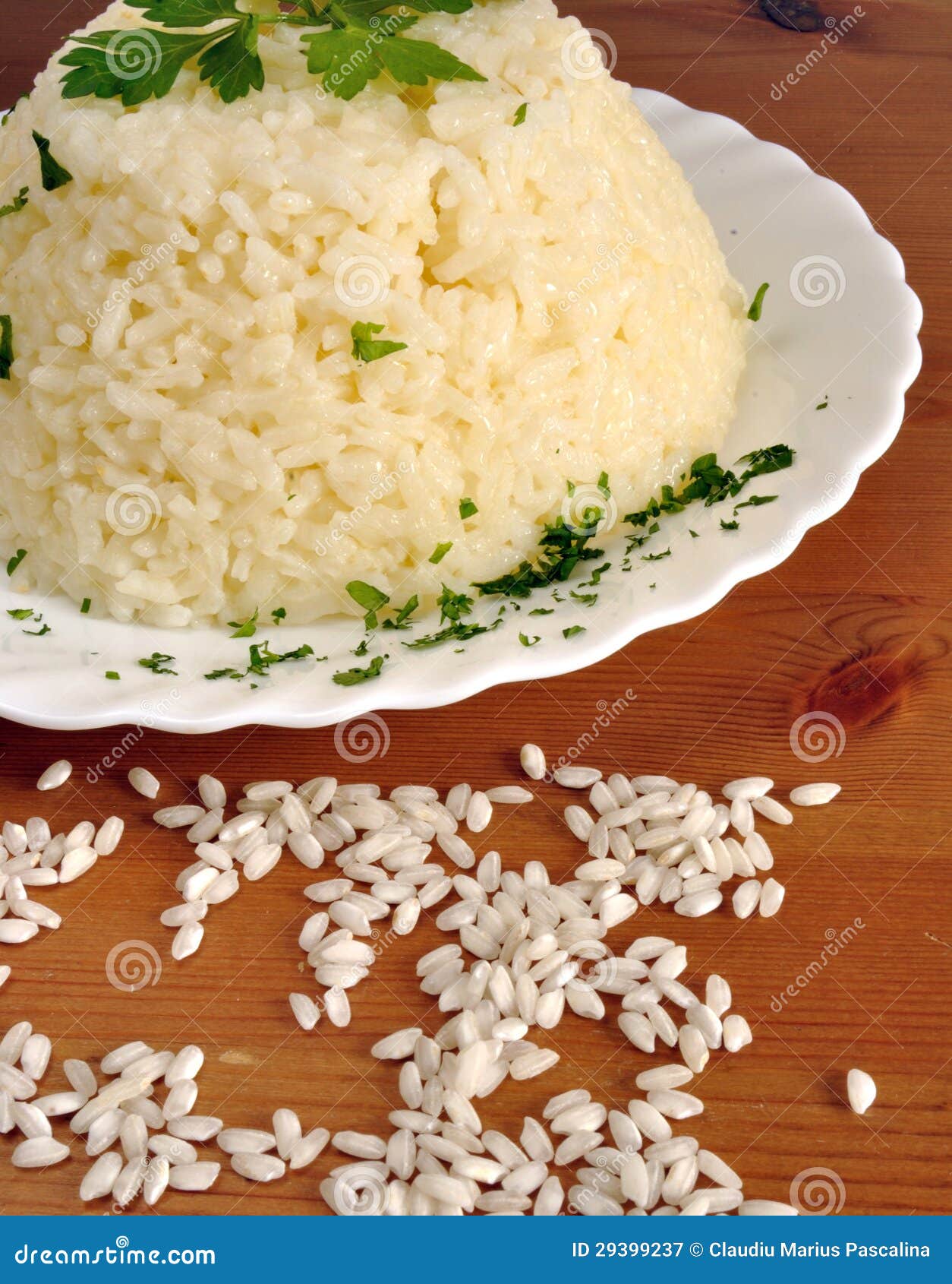Boiled Rice on a White Plate Stock Image - Image of appetizing, dish ...