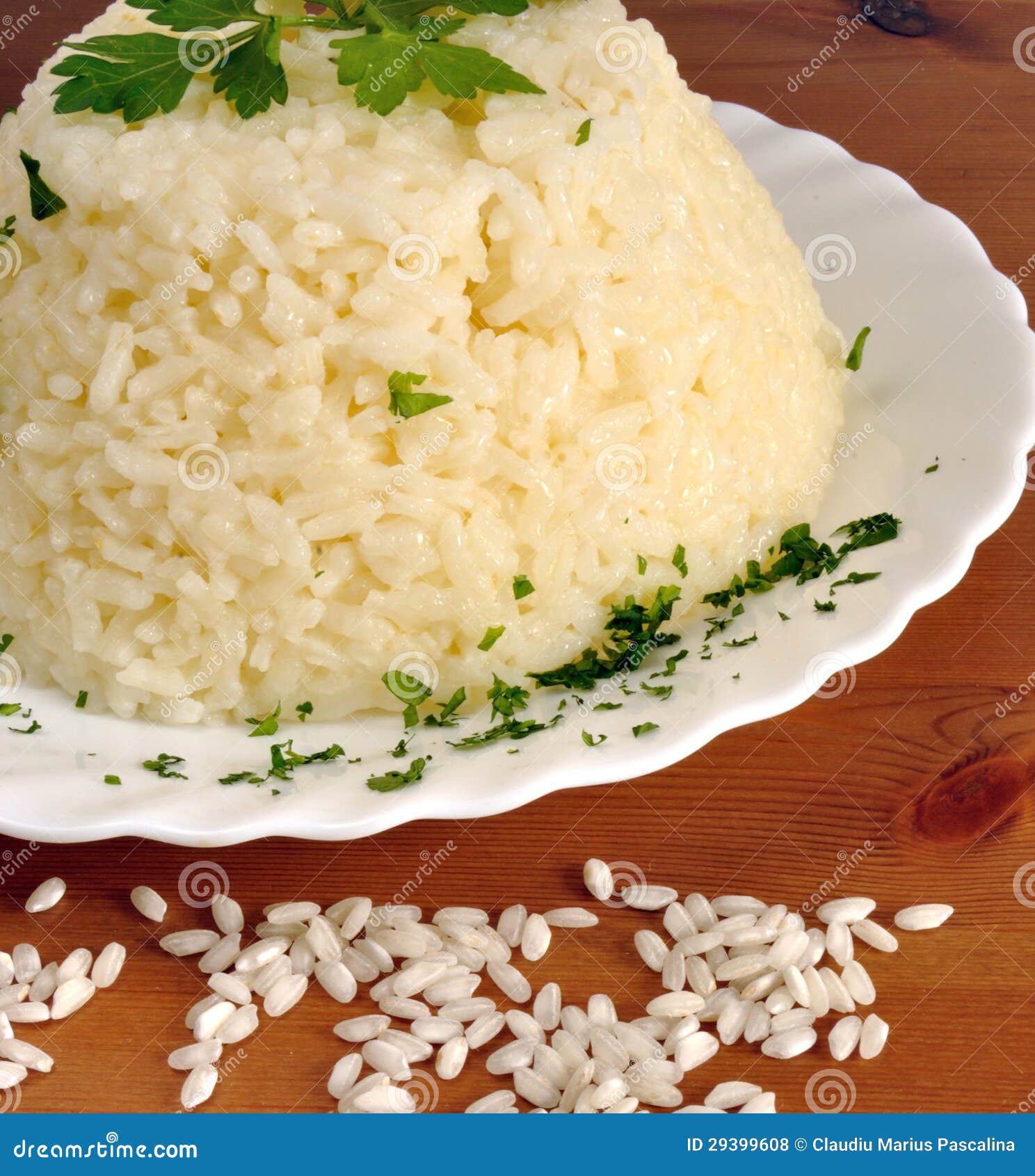 Boiled Rice on a White Plate Stock Photo - Image of boiled, cooking ...
