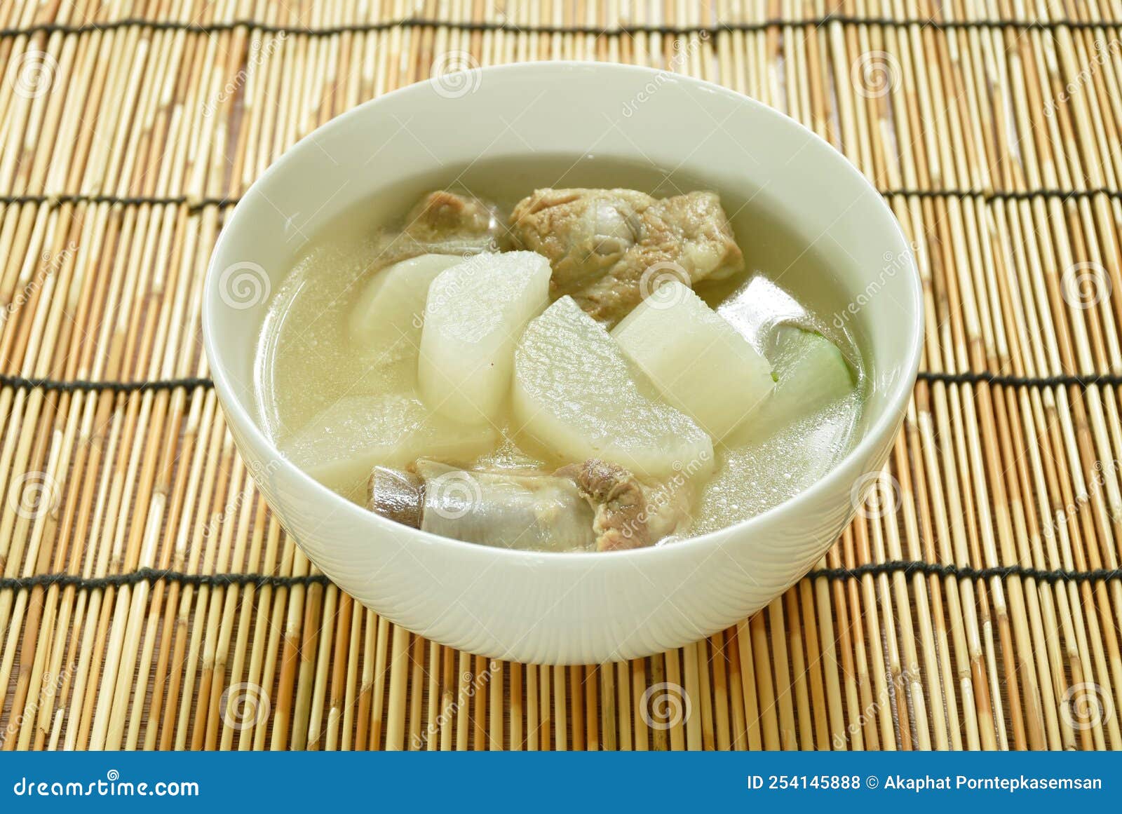 Boiled Slice Radish with Pork Bone Soup on Bowl Stock Photo - Image of ...