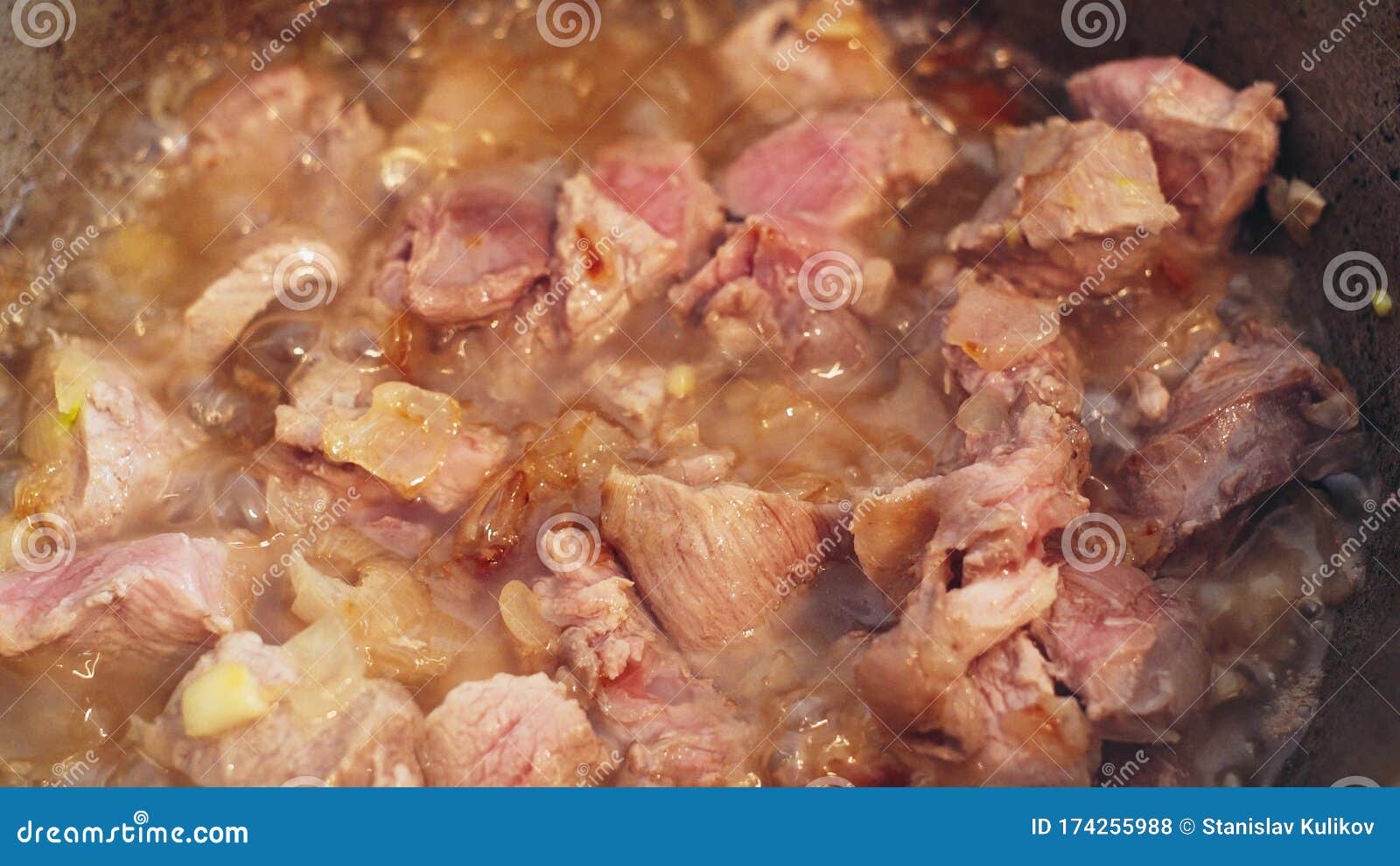 Boiled Sliced Meat in a Pot of Boiling Water. Stock Photo - Image of ...