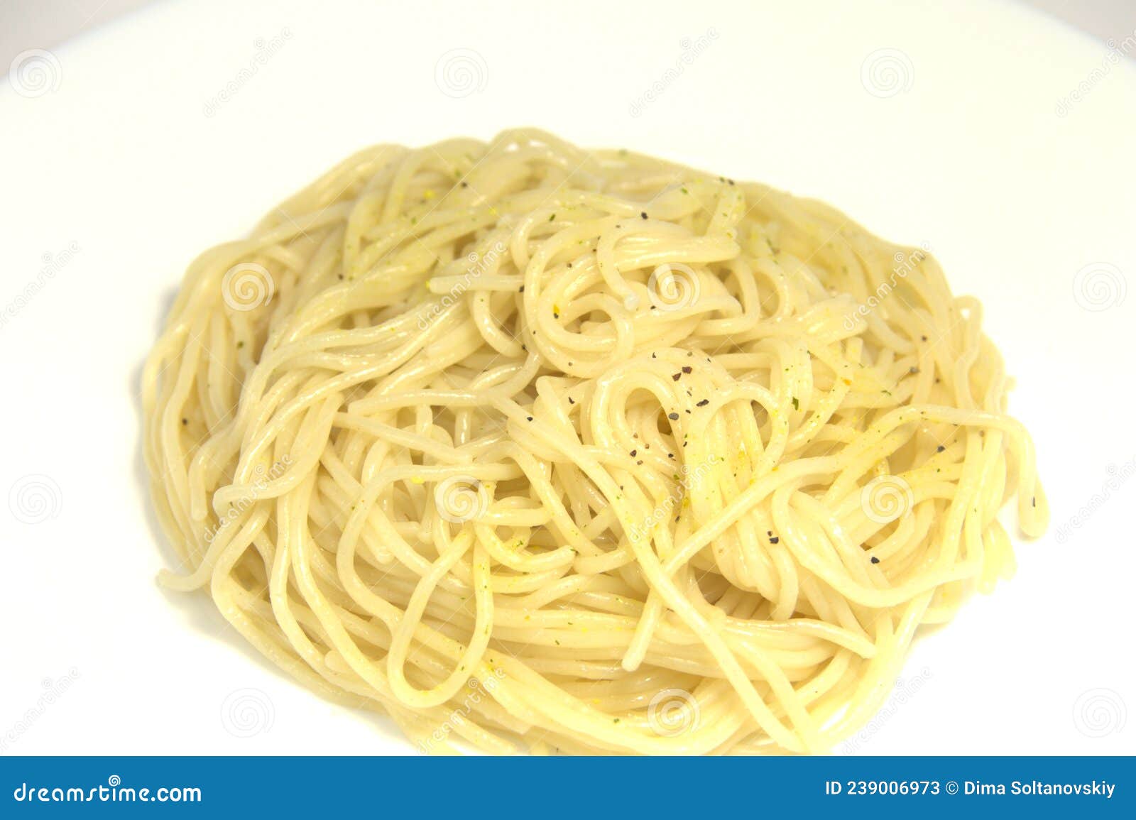 Boiled Spaghetti in a White Plate. on a White Background Stock Image ...