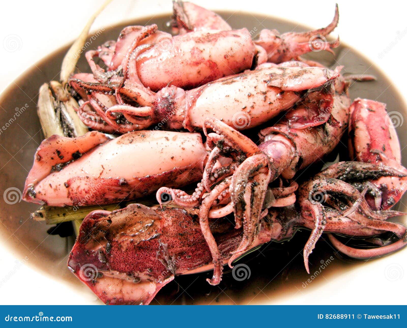 Boiled Squid with Lemon Grass Stock Image - Image of boiled, lemon ...