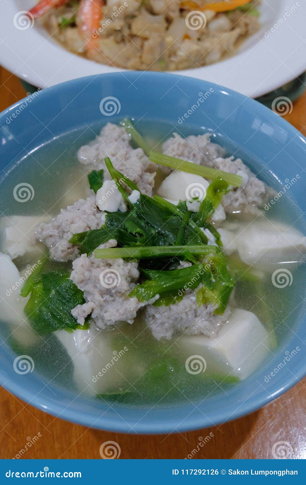 Boiled Tofu with Minced Pork Stock Photo - Image of nutrition, asian ...