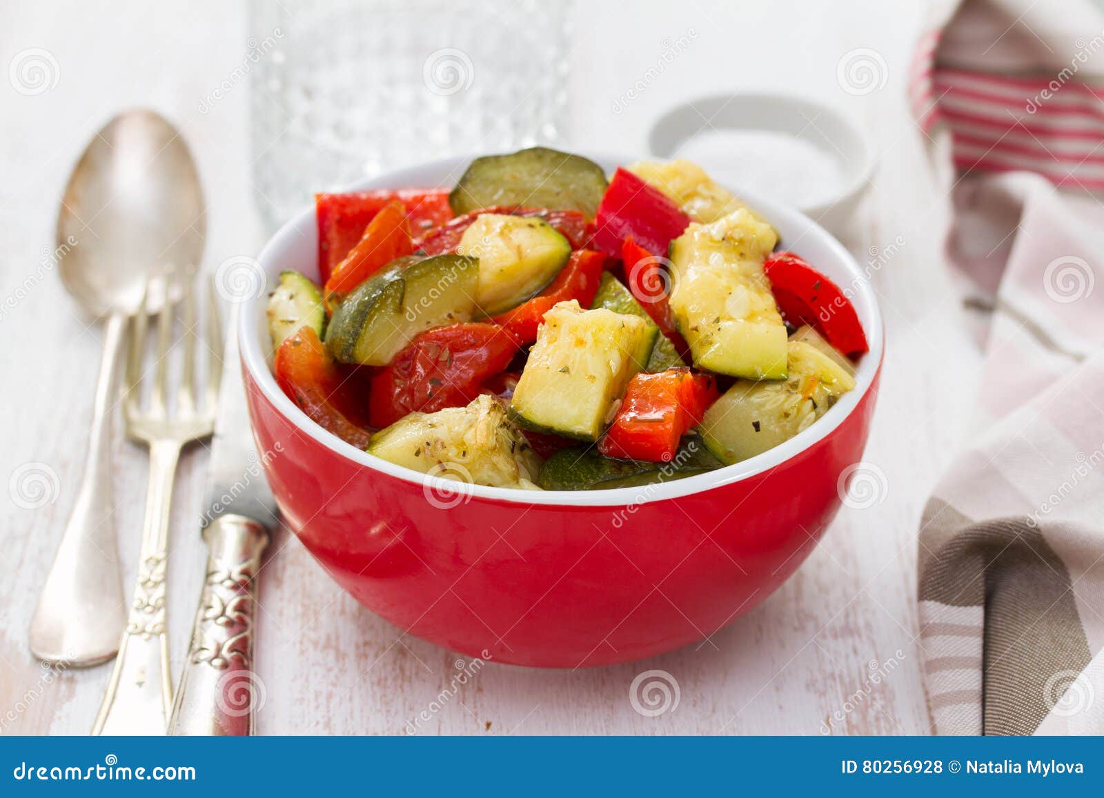 Boiled Vegetables in Red Bowl Stock Photo - Image of meal, food: 80256928