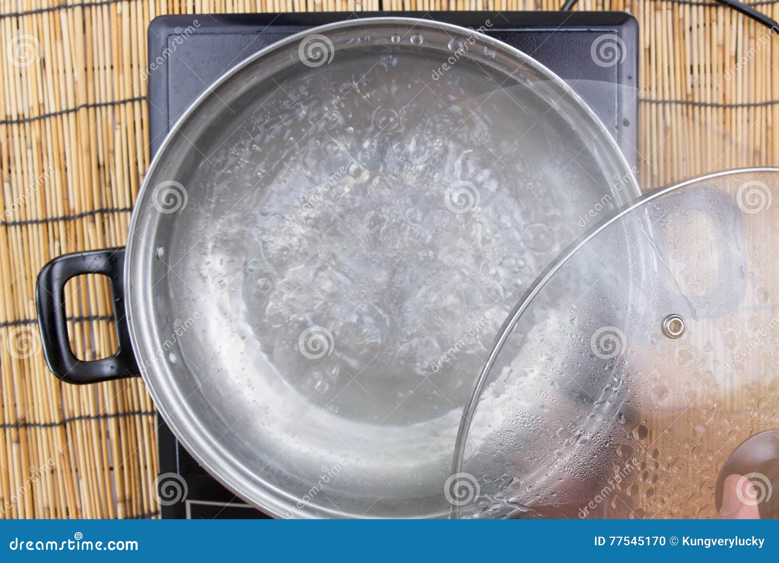 Boiled water in pot stock photo. Image of preparation - 77545170