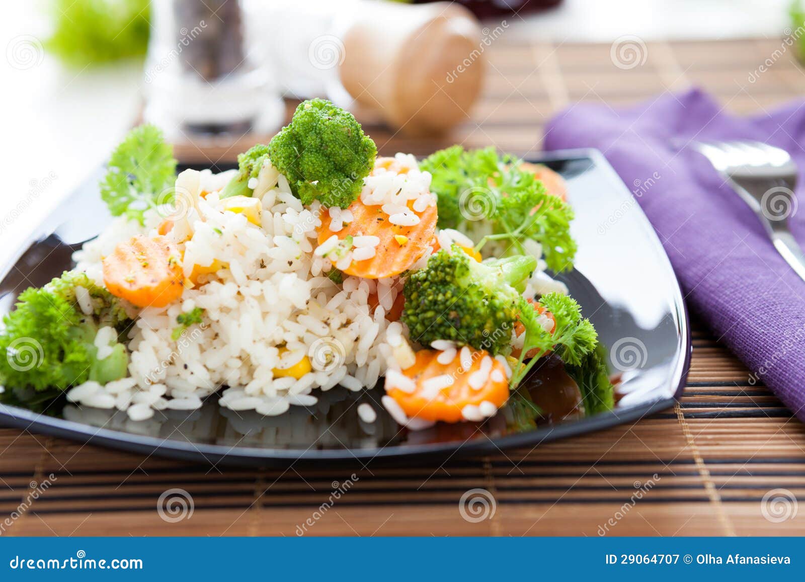 Boiled White Rice with Vegetables Stock Image - Image of studio ...