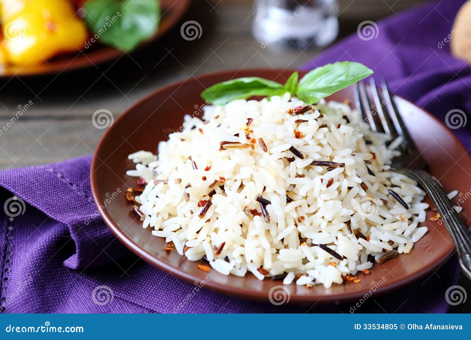 Boiled white and wild rice stock image. Image of plate - 33534805