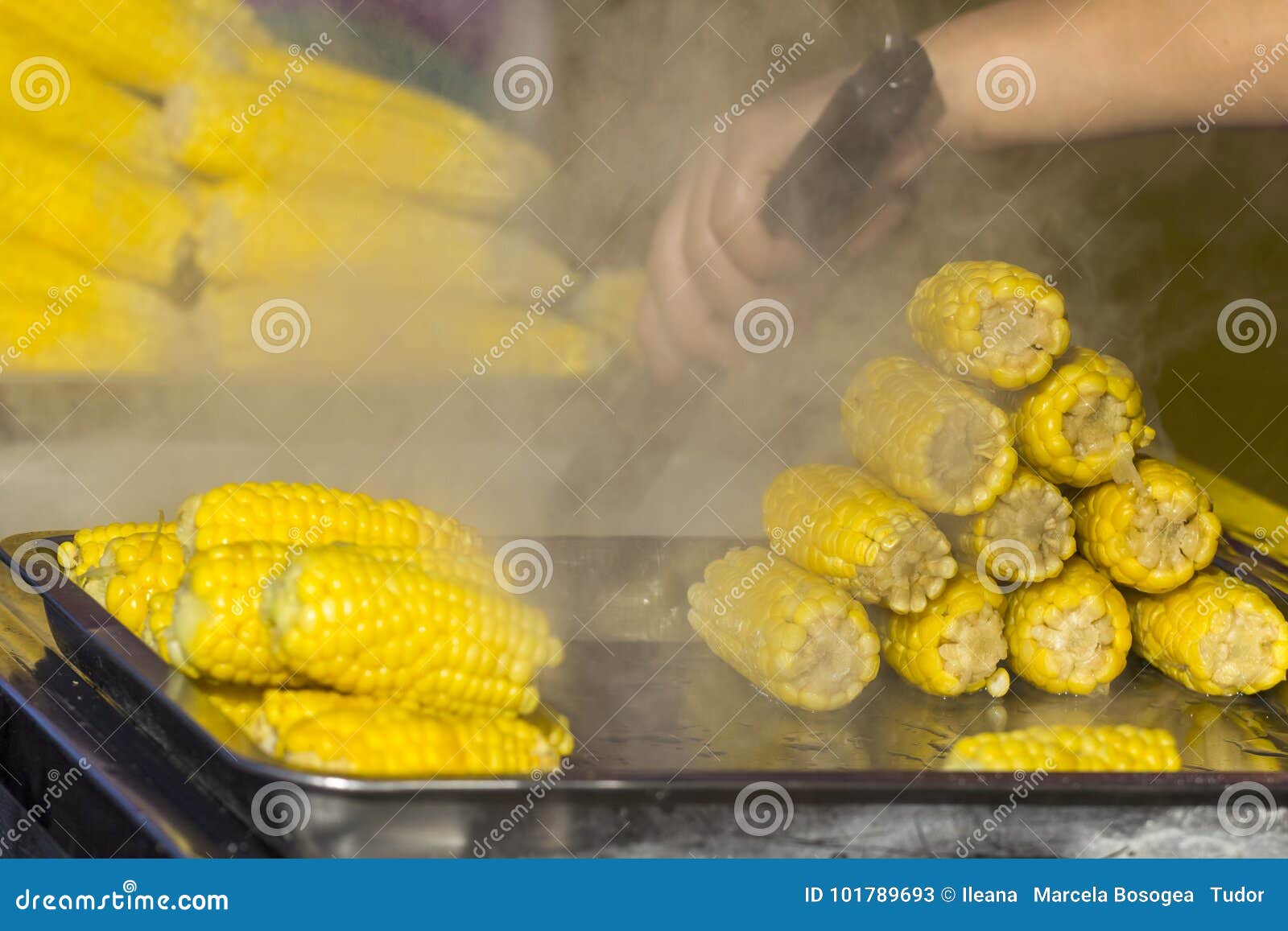 Boiled Sweet Corn Pieces with Steam Stock Image - Image of organic ...