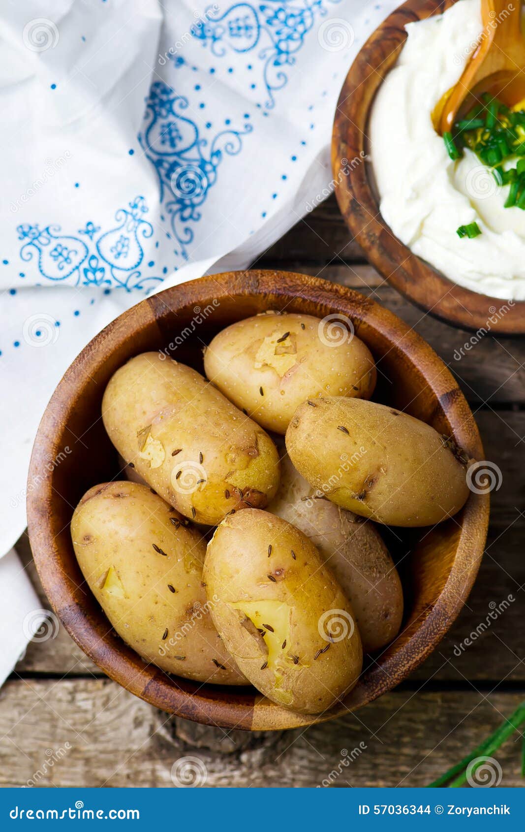 Boiled Young Potato with Cottage Cheese Sauce Stock Photo - Image of ...