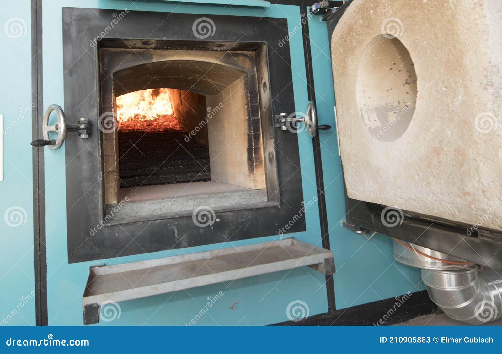 A Boiler Heating with Wood Chips Stock Image - Image of apparatus ...