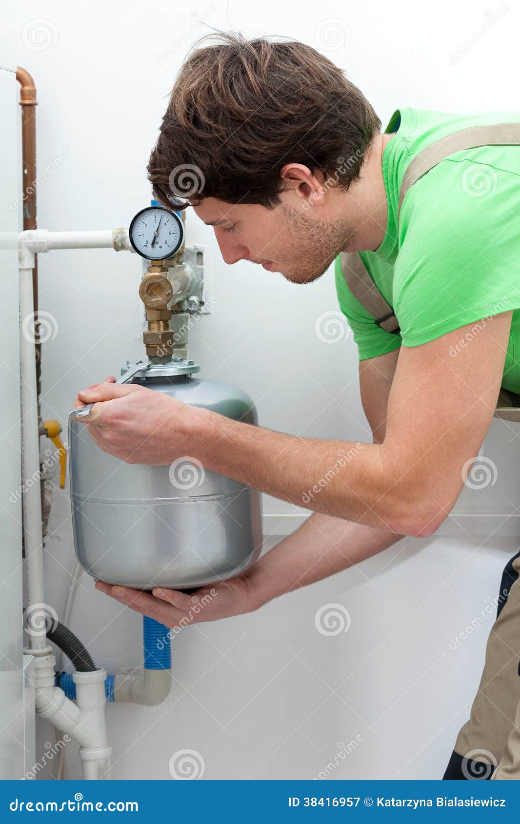 Boiler installation stock image. Image of plumber, house - 38416957