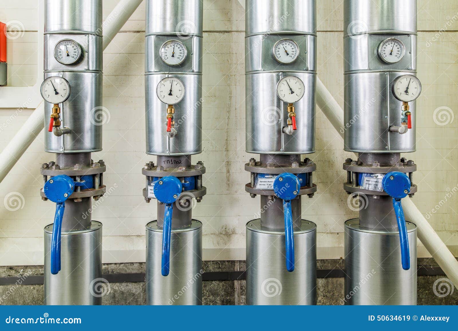 Boiler Pipes with Insulation, Valves, Gate Valves and Displays Stock ...