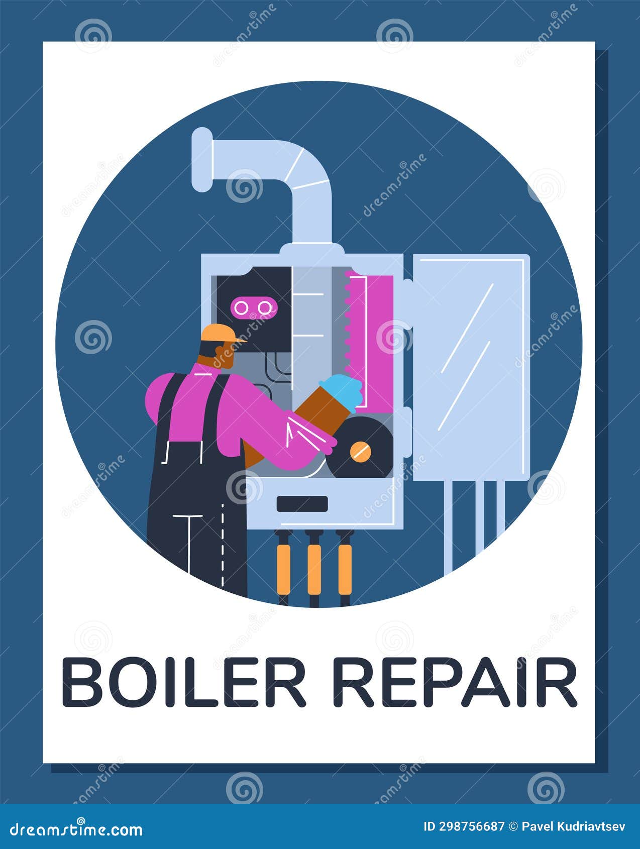 Boiler Repair Concept Poster with Text. Stock Vector - Illustration of ...