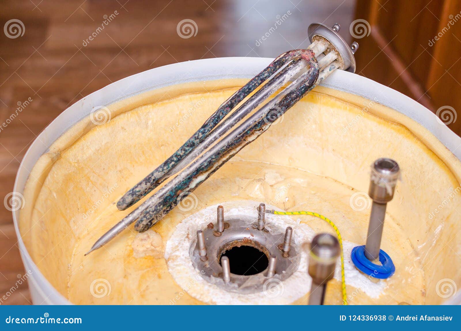 Boiler Repair, Replacement of Broken Water Heating Element Stock Photo ...