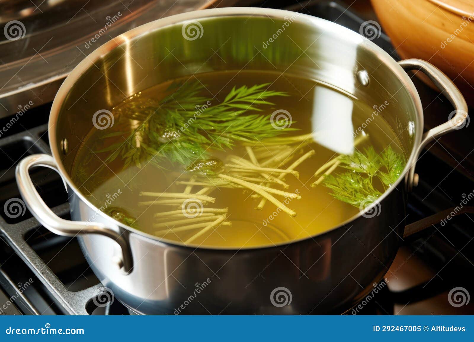 Boiling Broth for Pho in a Large Stainless Steel Pot Stock Illustration ...