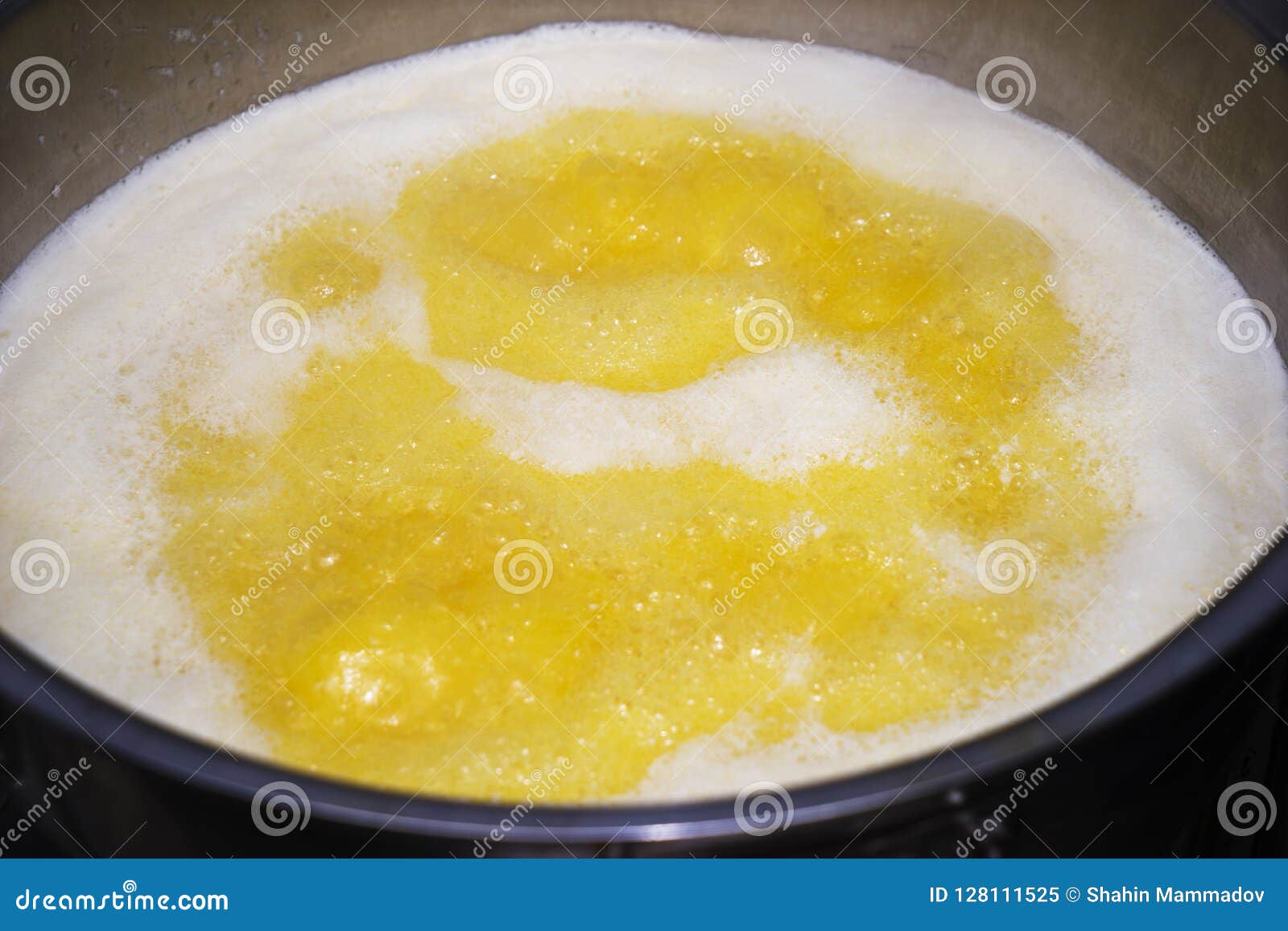 Boiling Butter in a Saucepan on a Gas Stove Stock Image - Image of ...