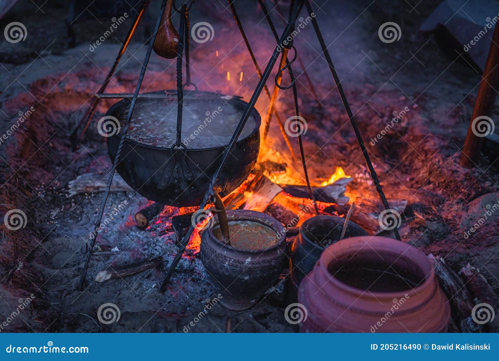 Boiling Cauldron with Mysterious Decoction at Kupala Night Stock Photo ...