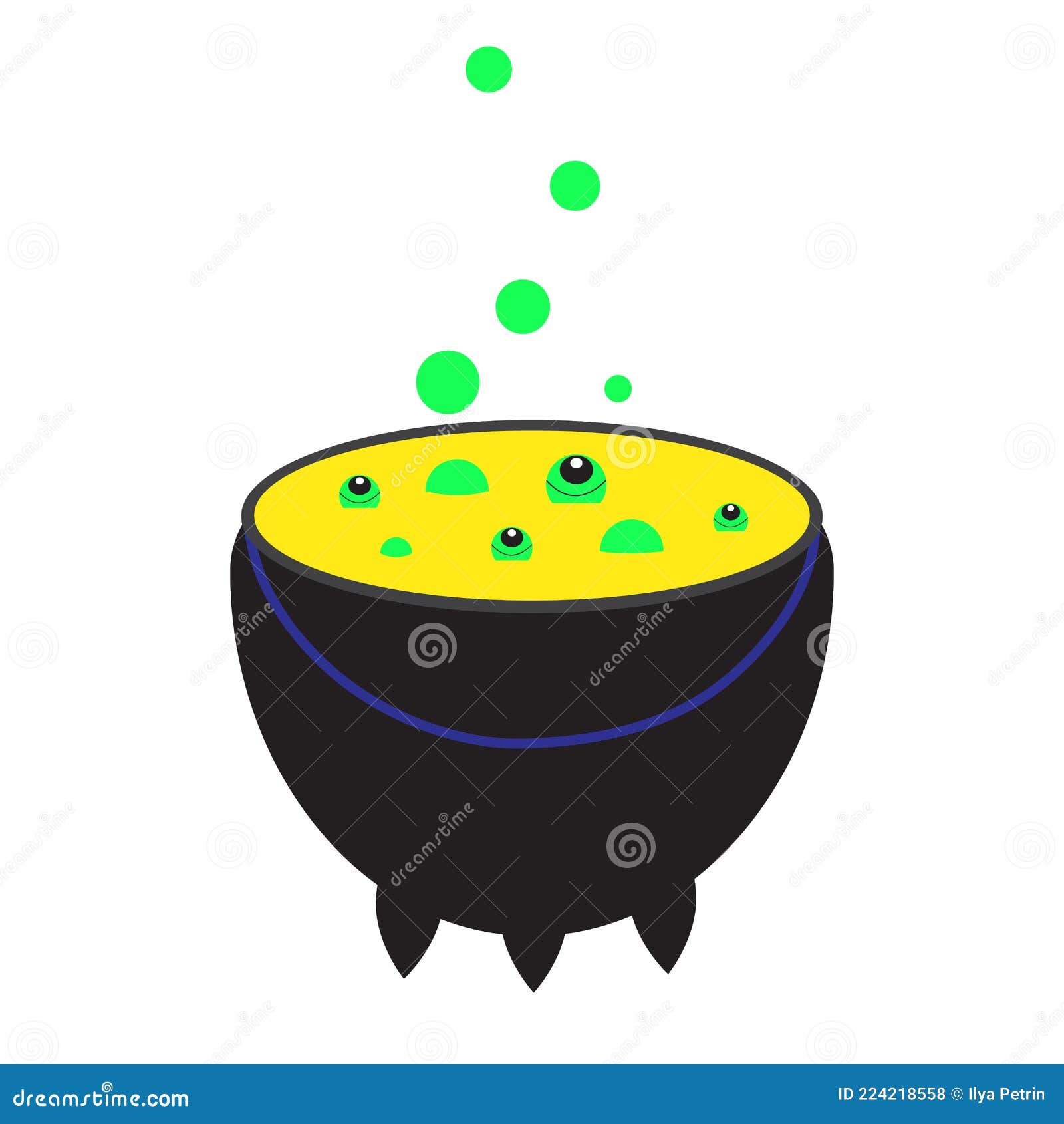 The Boiling Cauldron of the Witch Boils with Green Bubbles Stock Vector ...