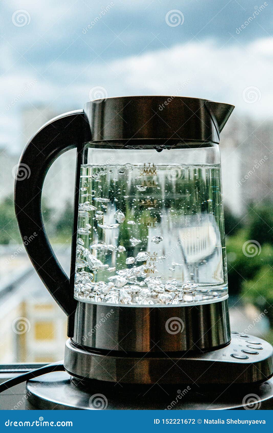 Boiling Clear Water in Kettle Stock Photo - Image of glass, bubbles ...